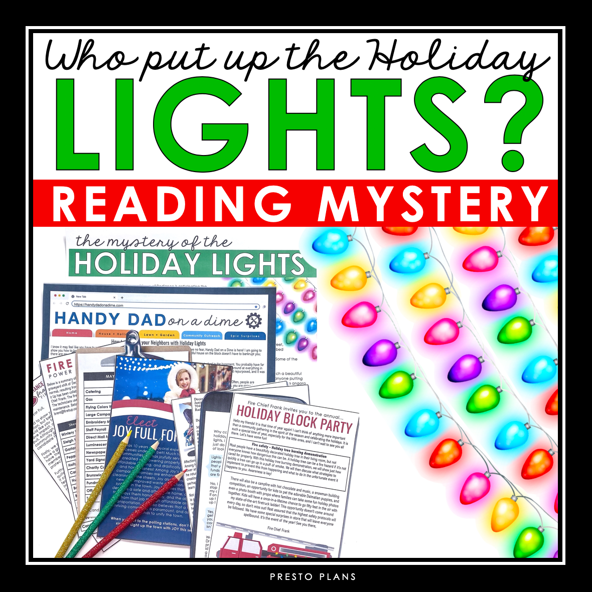 Christmas Close Reading Mystery Inference Activity - Who Put Lights on ...