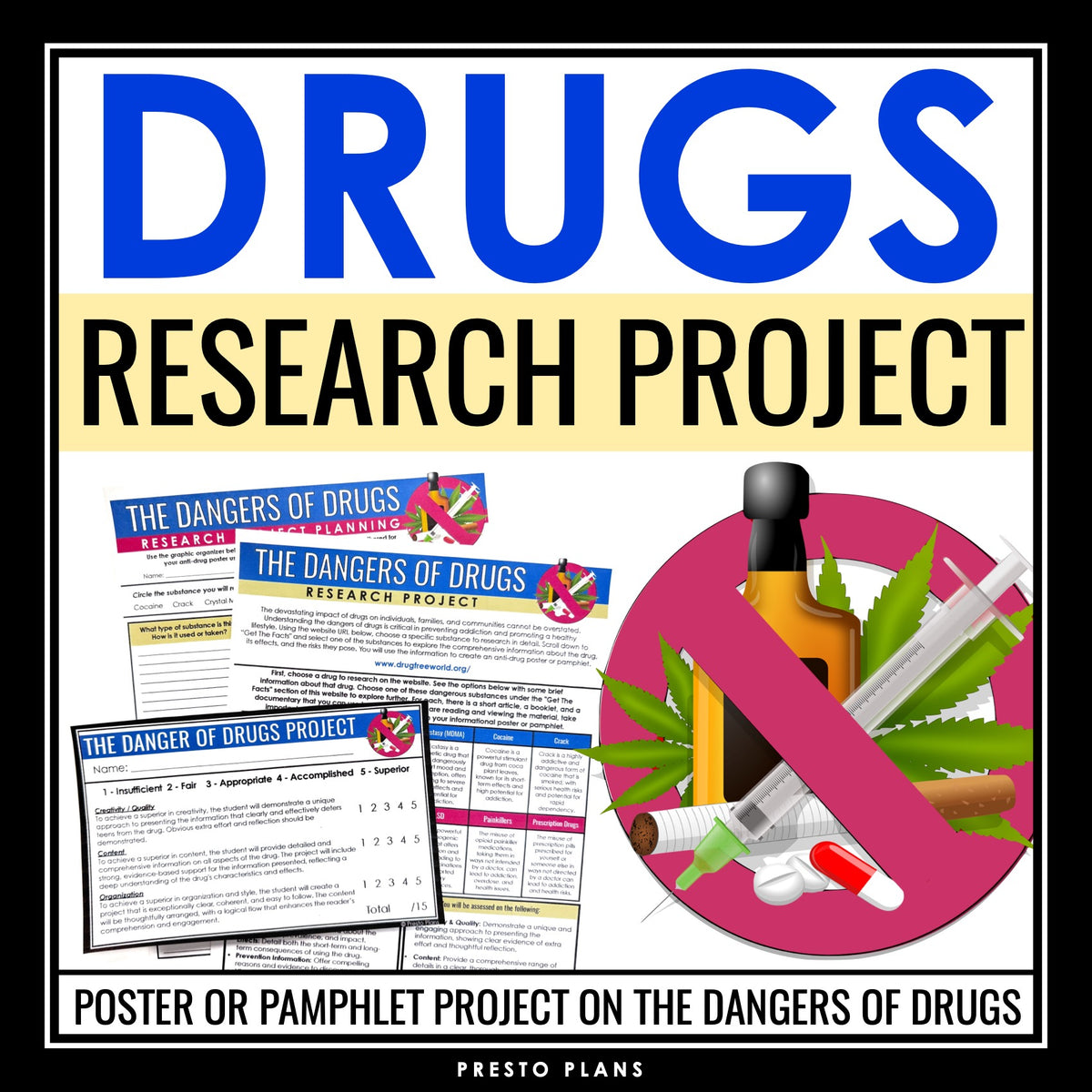 Drugs Research Project - Health Class Assignment - Drugs Info Poster o ...