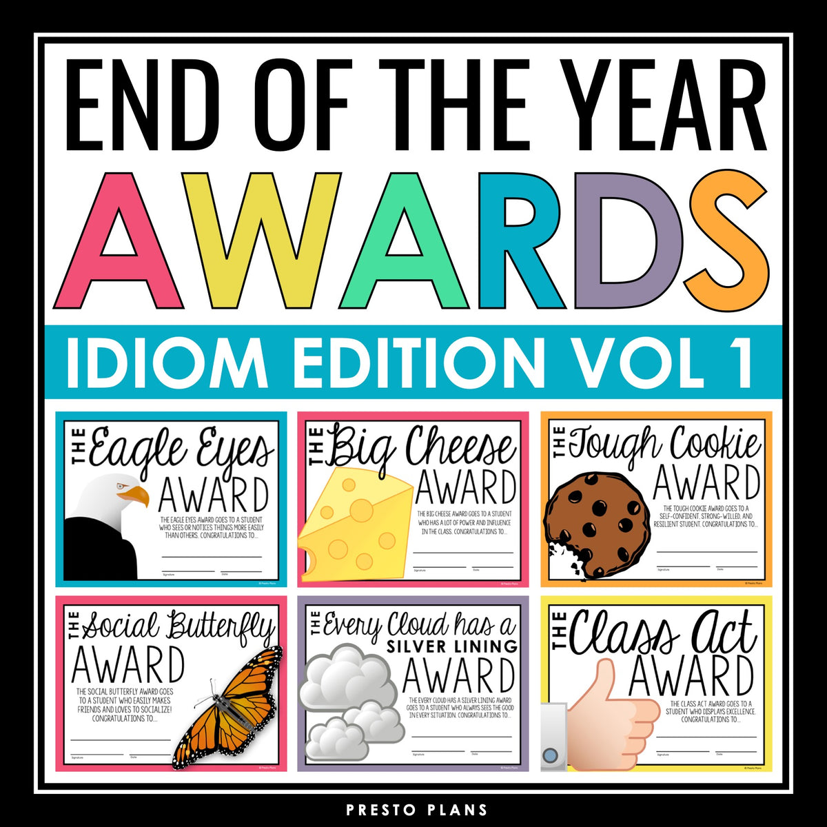 End of the Year Awards - Idiom Edition Student Awards Certificates Vol ...