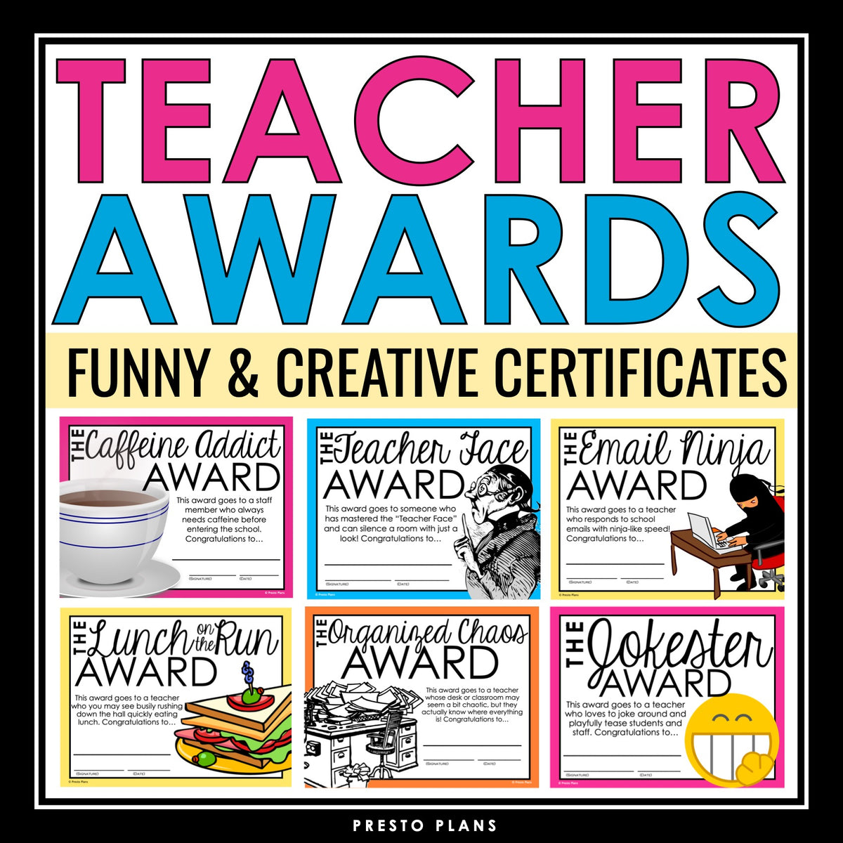 End of the Year Awards for Teacher or School Staff - Teacher Awards Ce ...