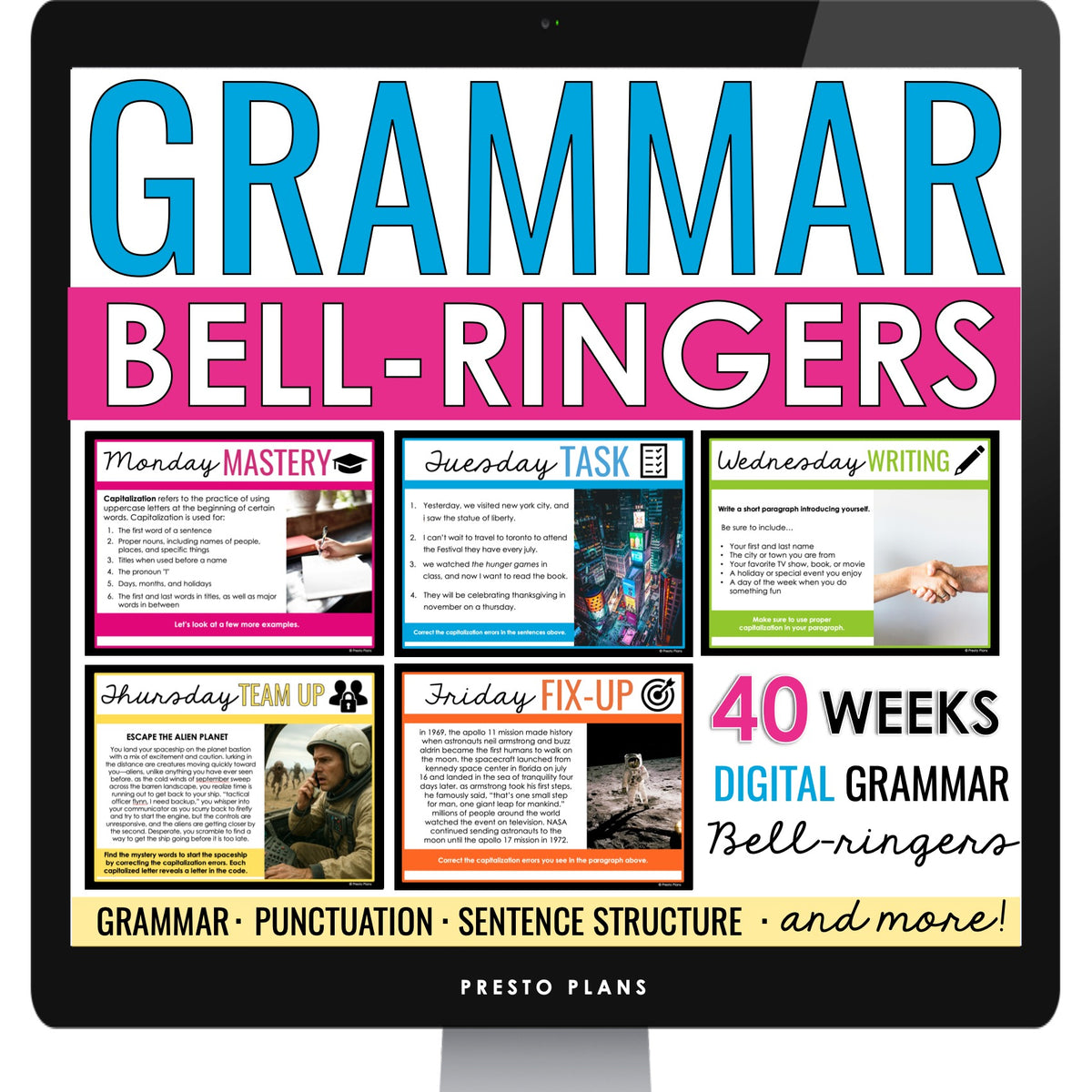 Grammar Bell-Ringers - Weekly Grammar Skills Middle & High School ELA ...