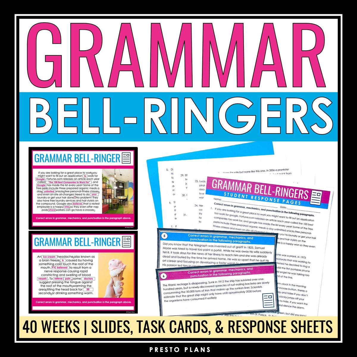 Grammar Bell Ringers - Editing Grammar, Punctuation, & Spelling Task C ...