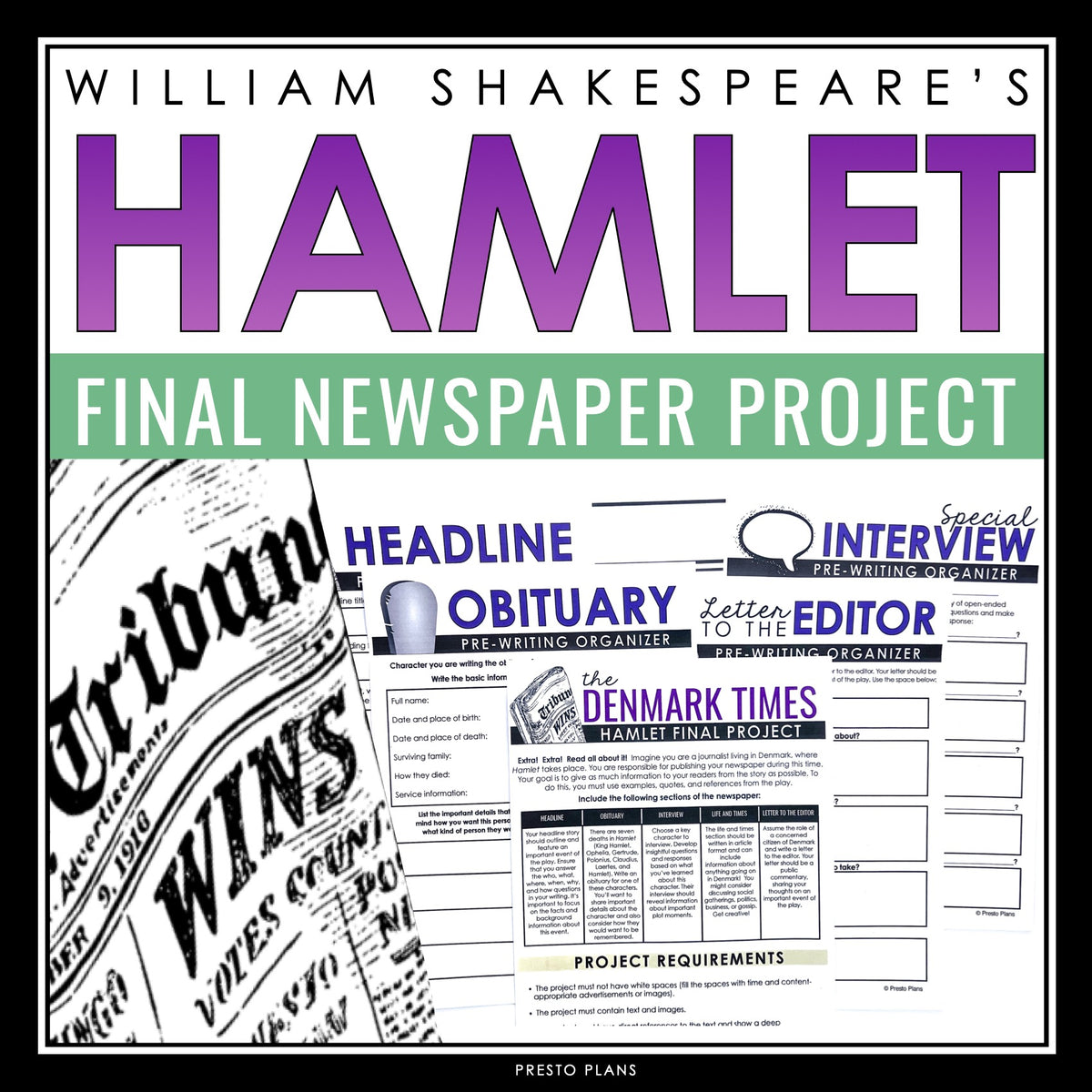 Hamlet Project - Creative Newspaper Final Assignment for Shakespeare's ...