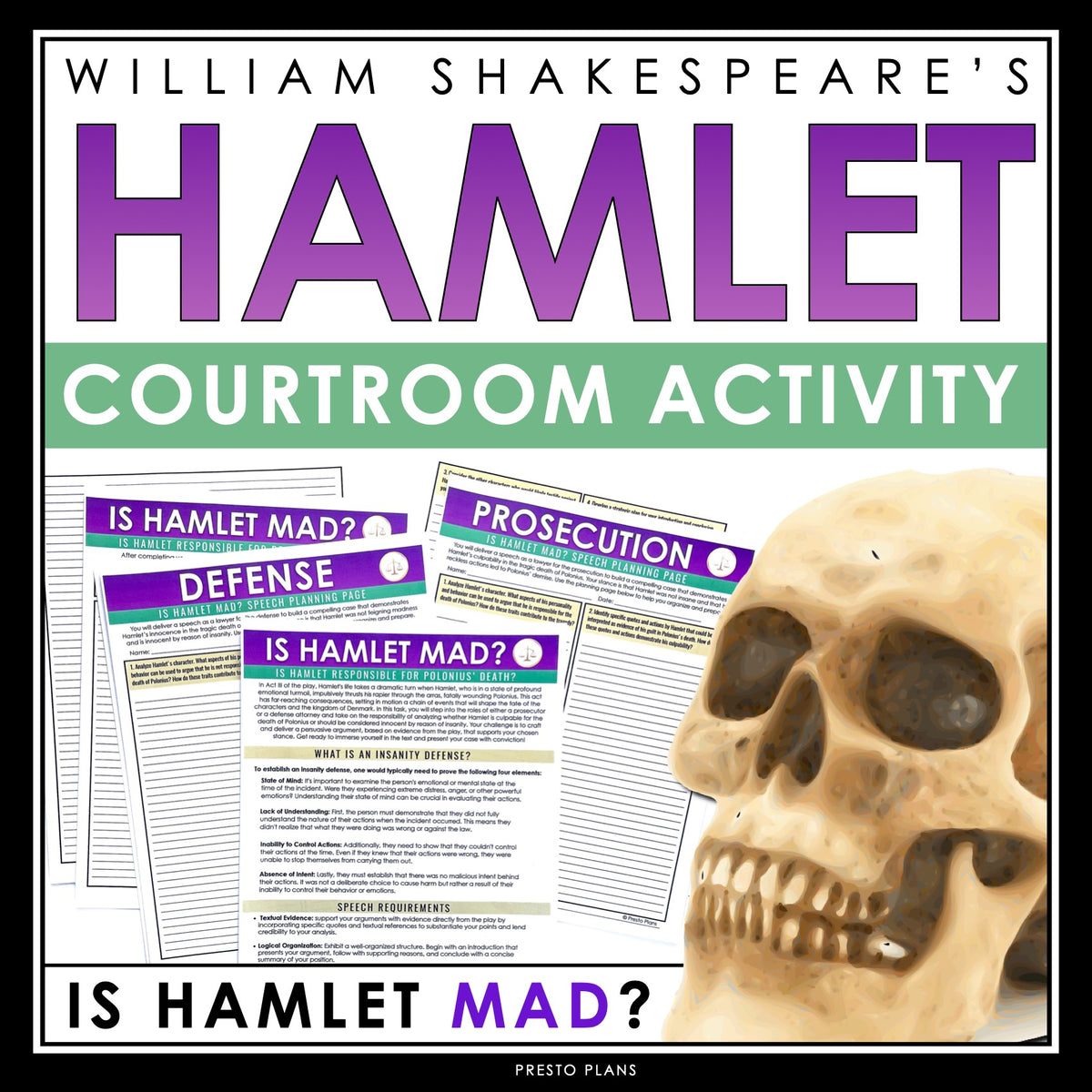 Hamlet Trial Activity - Is Hamlet Mad? Prosecution and Defense Speeche ...