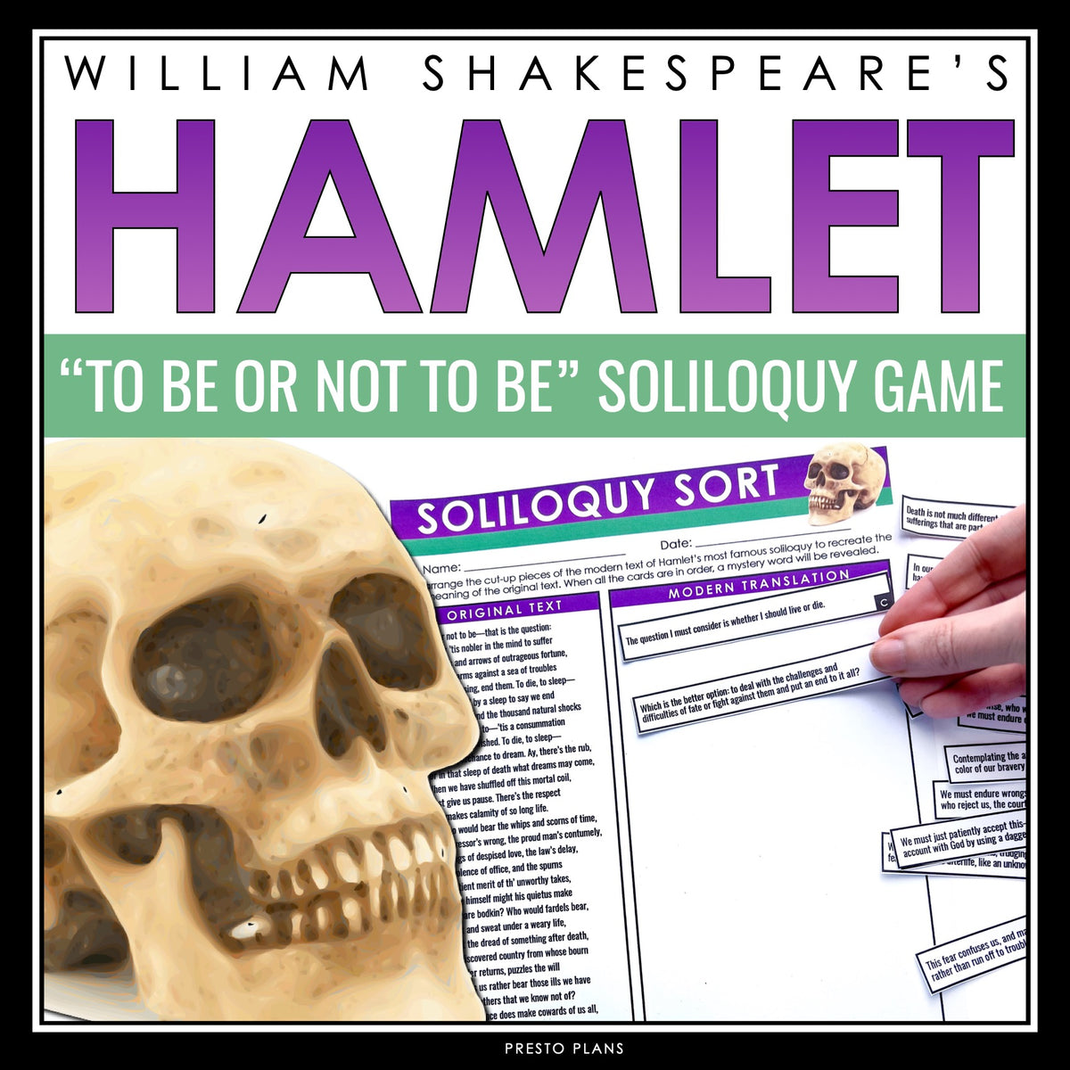 Hamlet To Be Or Not To Be Soliloquy Activity - Modern Translation Sort ...