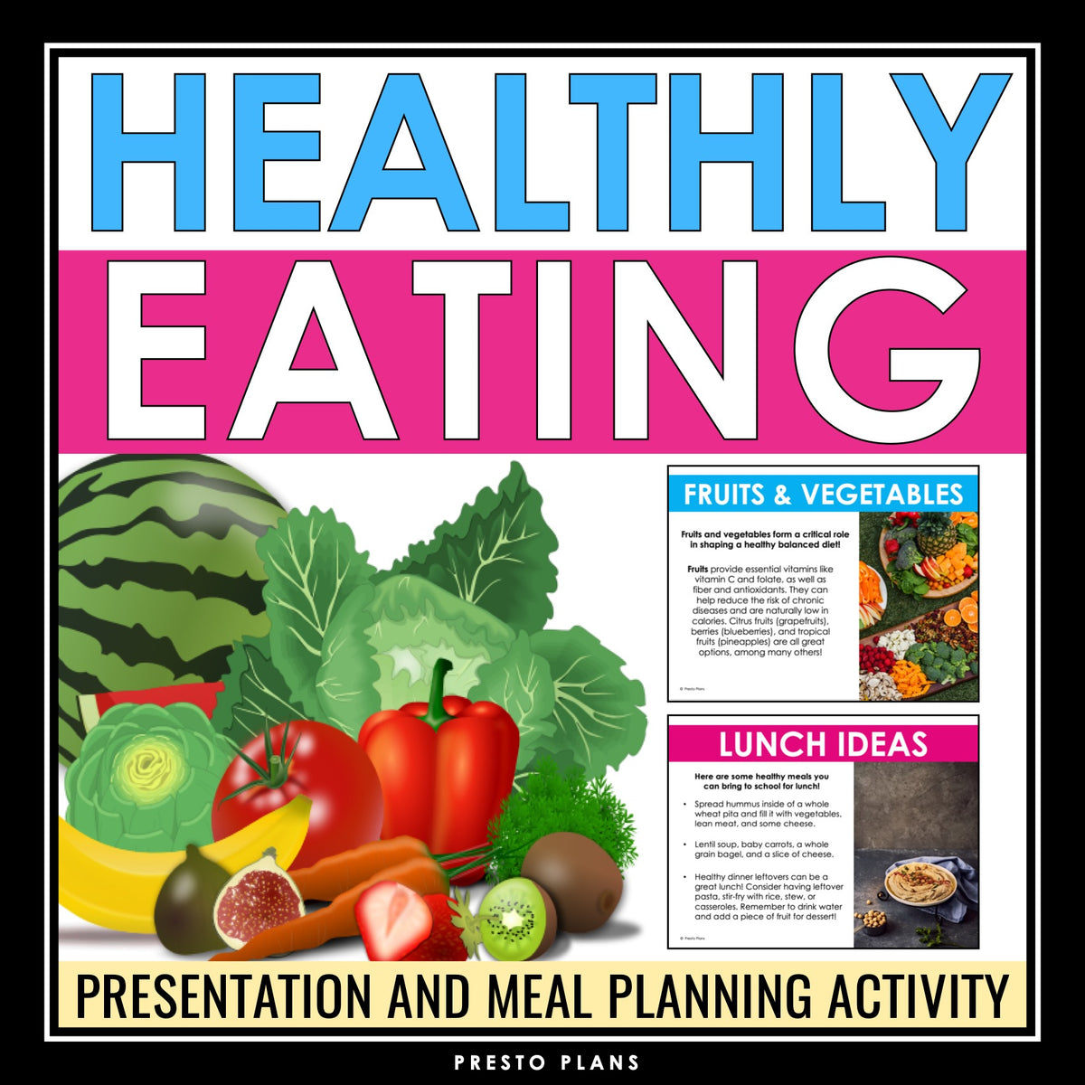 Healthy Eating Lesson - Nutrition Health Presentation & Meal Planning ...