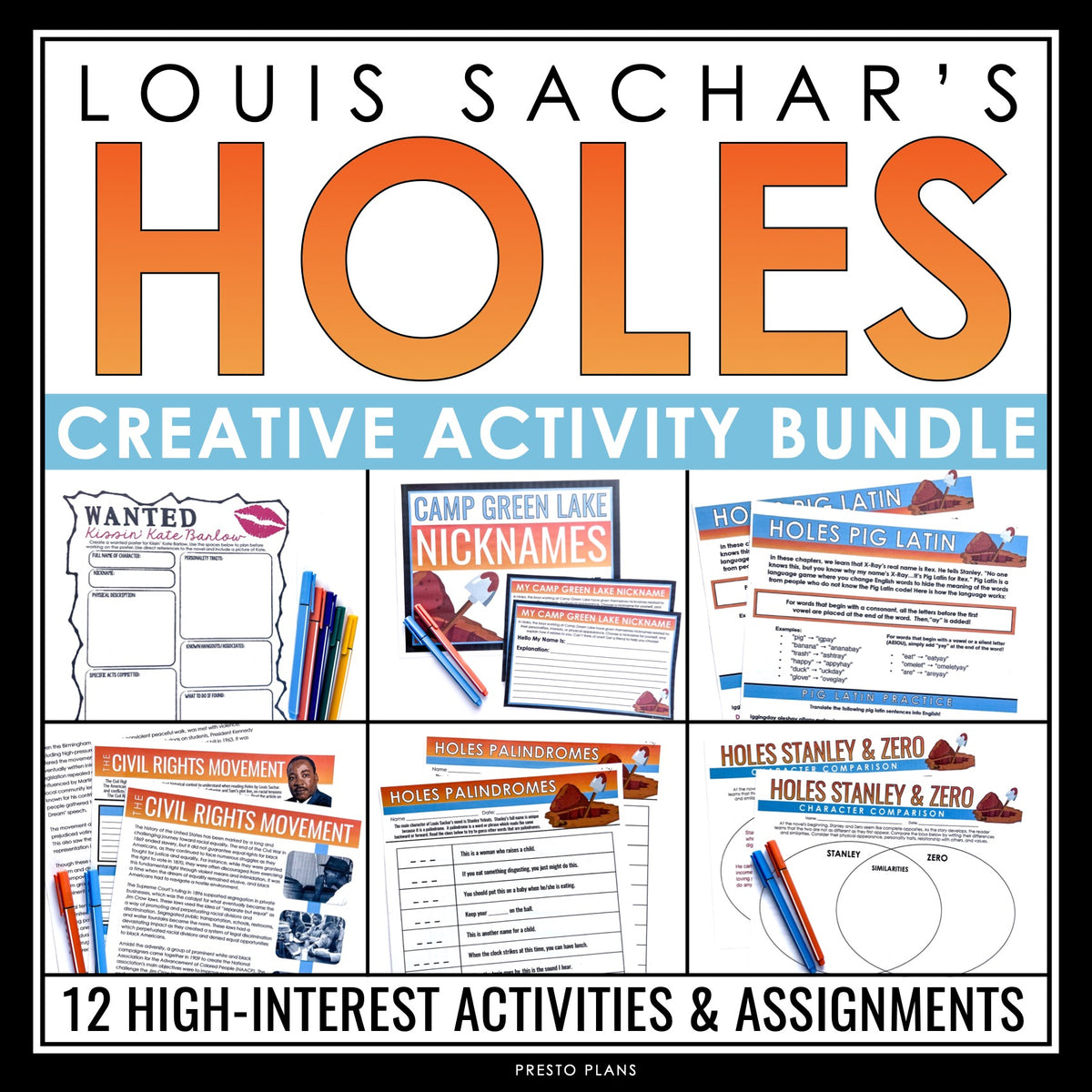 Holes Activity Bundle - Creative Novel Activities and Assignments Loui ...