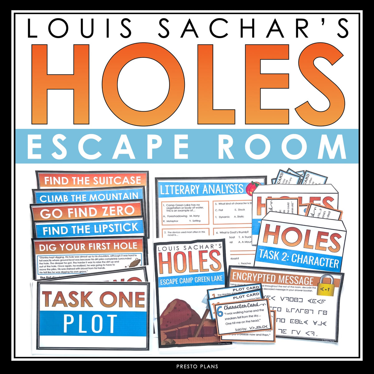 Holes Escape Room Novel Activity - Breakout Review for Louis Sachar's ...