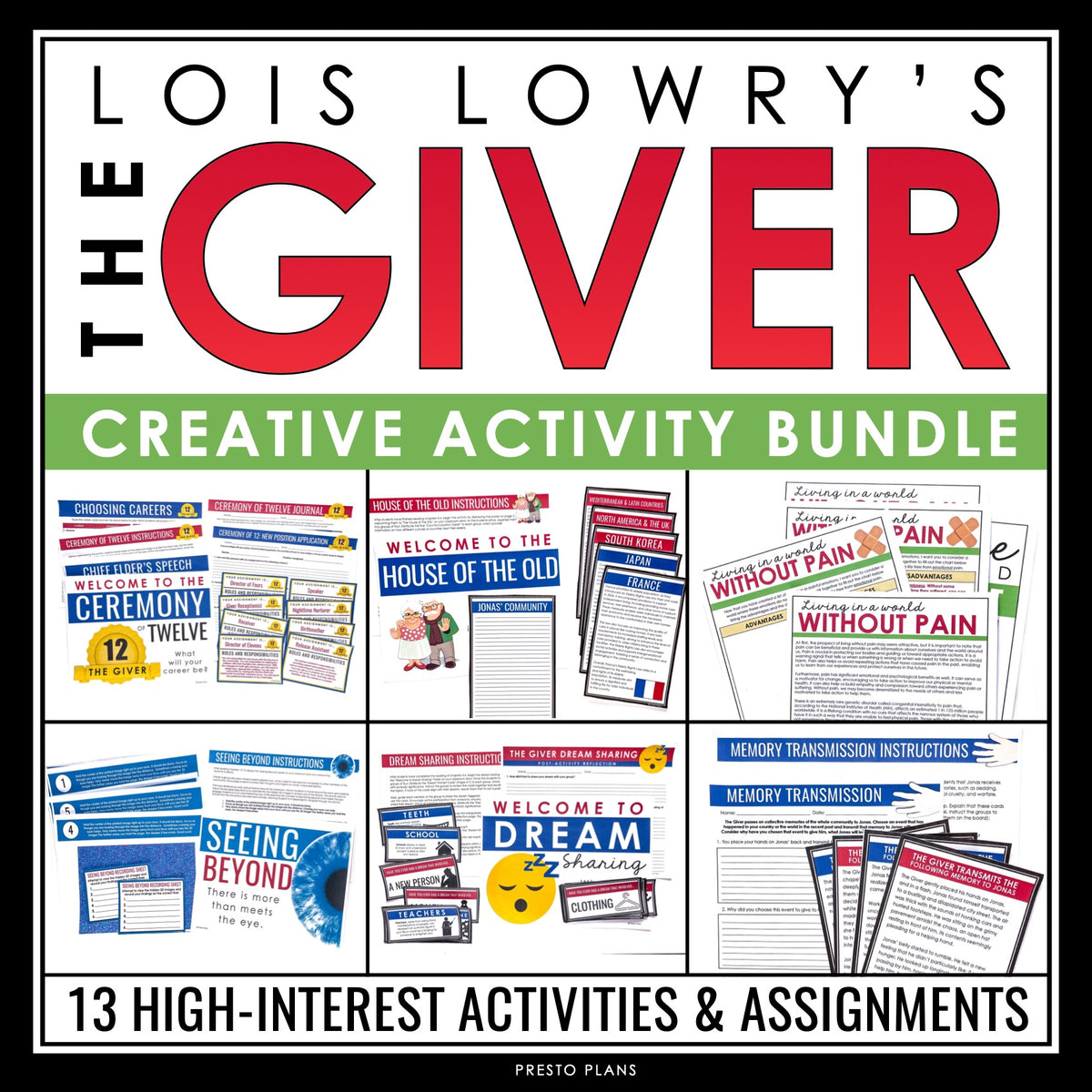 The Giver Activity Bundle - Creative Activities and Assignments for th ...