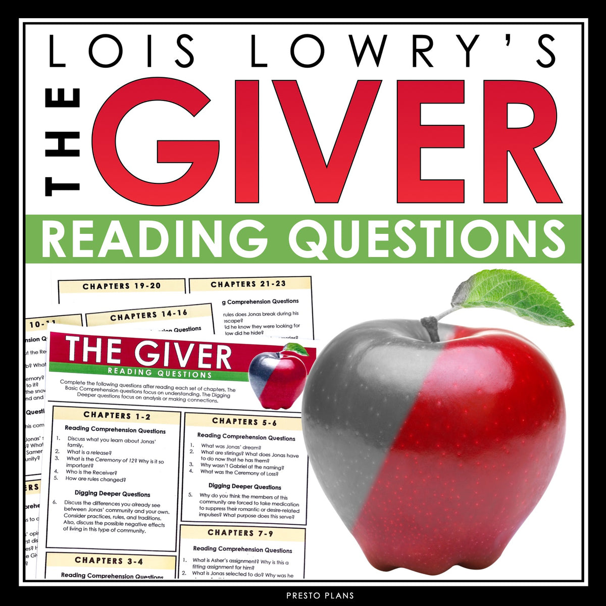 The Giver Questions - Comprehension and Analysis Reading Chapter Quest ...
