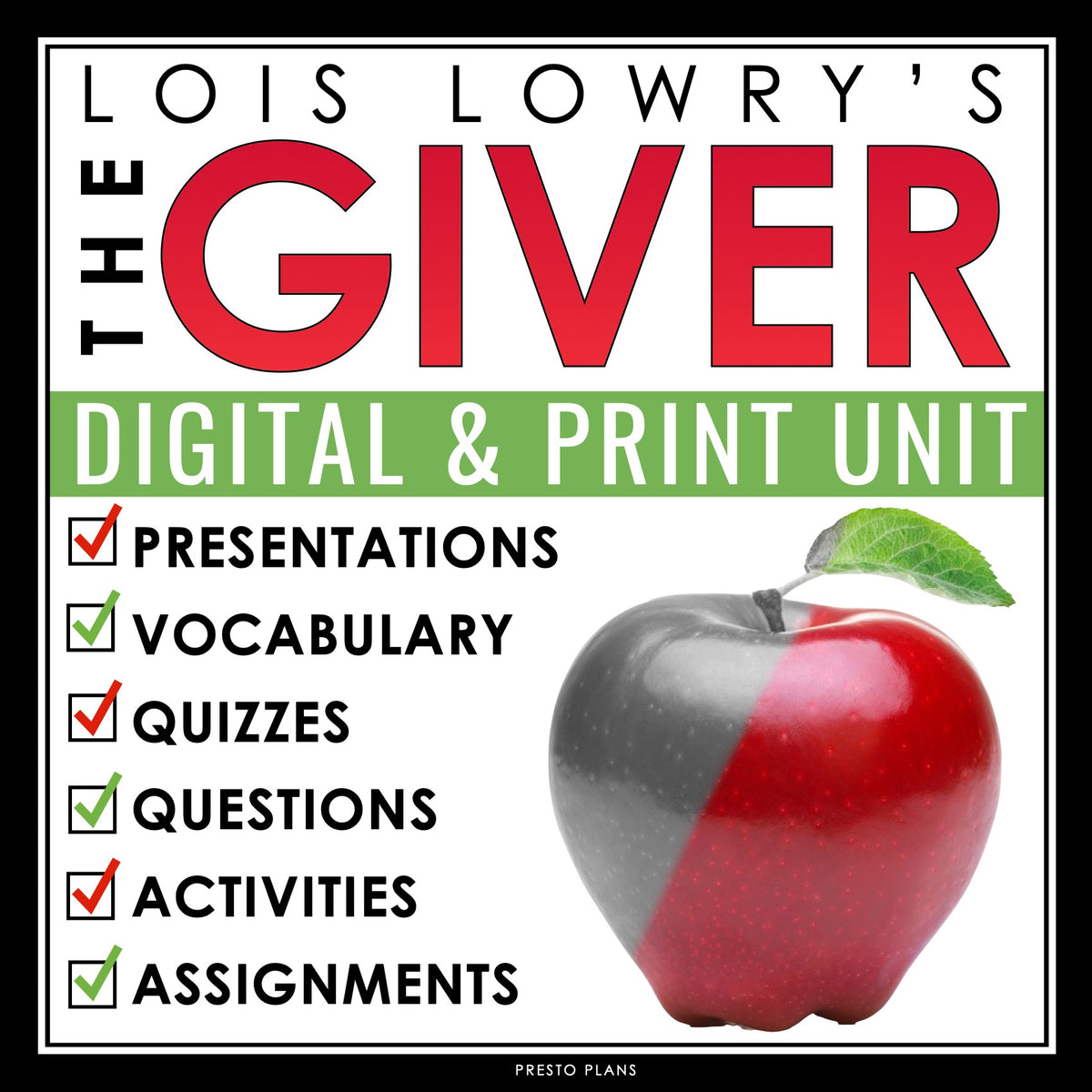 The Giver Unit Plan - Lois Lowry Novel Study Reading Unit Digital Prin ...