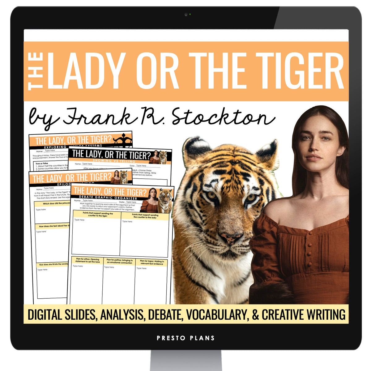The Lady or the Tiger by Frank Stockton Digital Short Story Unit & Act ...