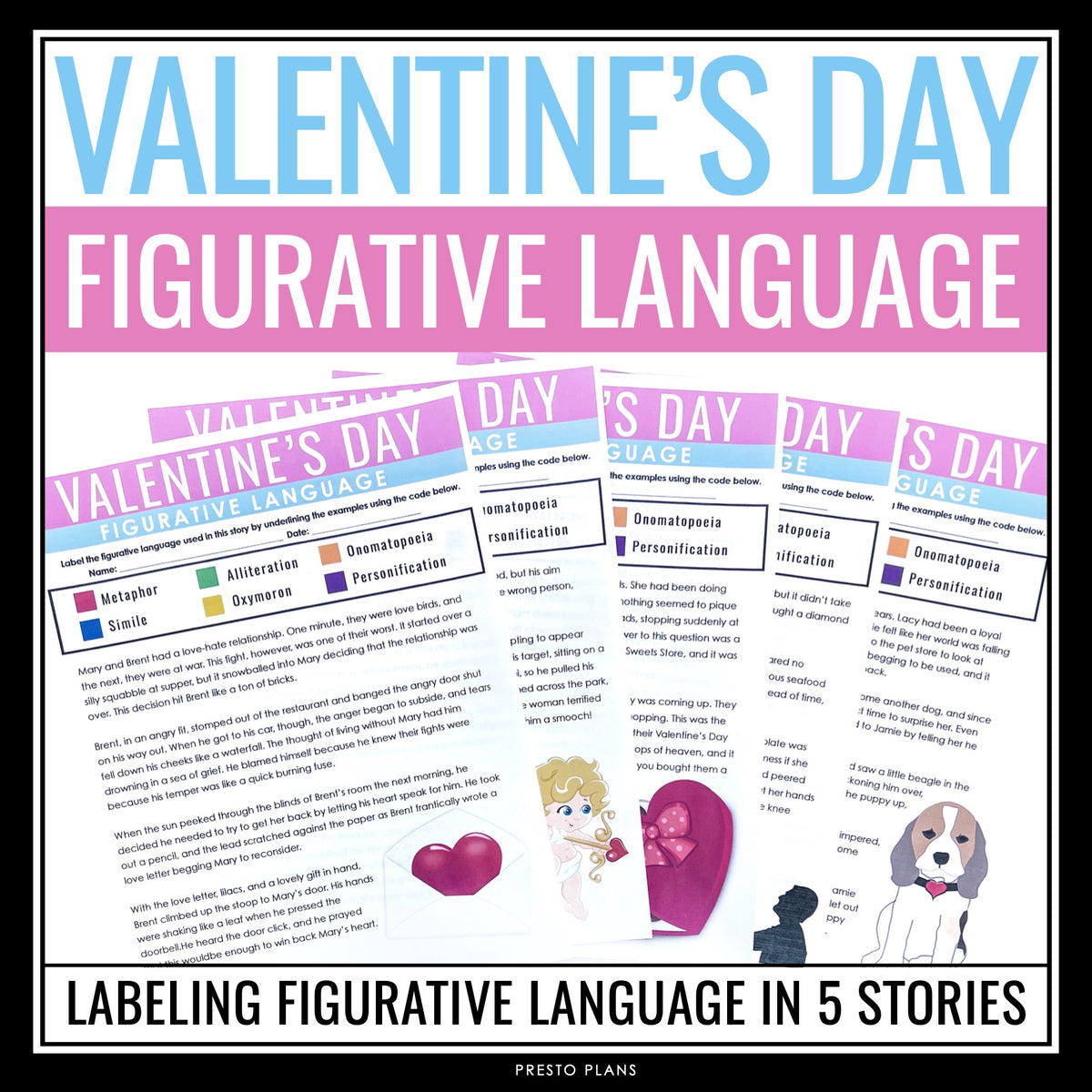 Valentine's Day Figurative Language Stories Assignments - Literary Dev ...