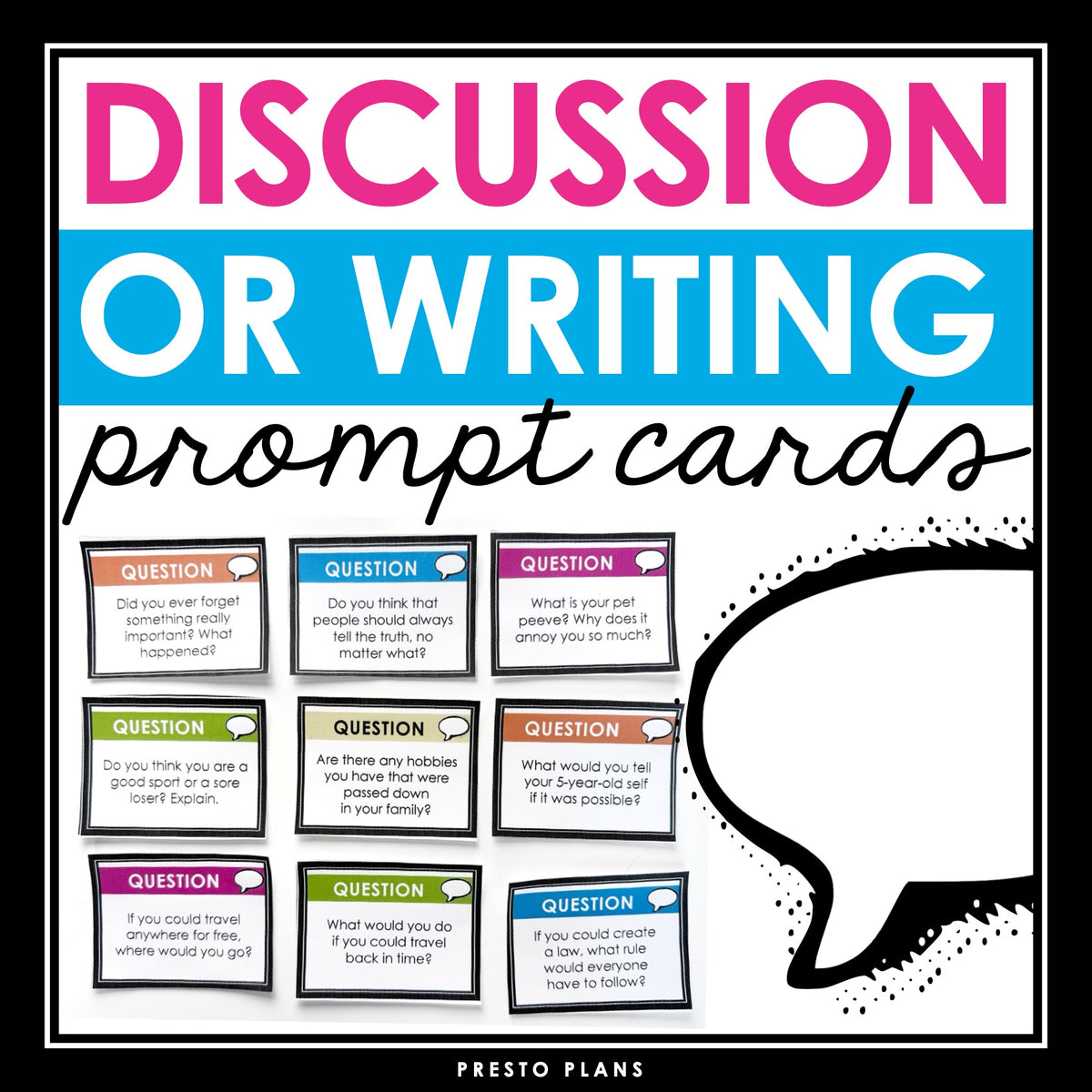 Writing Prompts or Discussion Prompts Cards - Journal or Opinion Writi ...