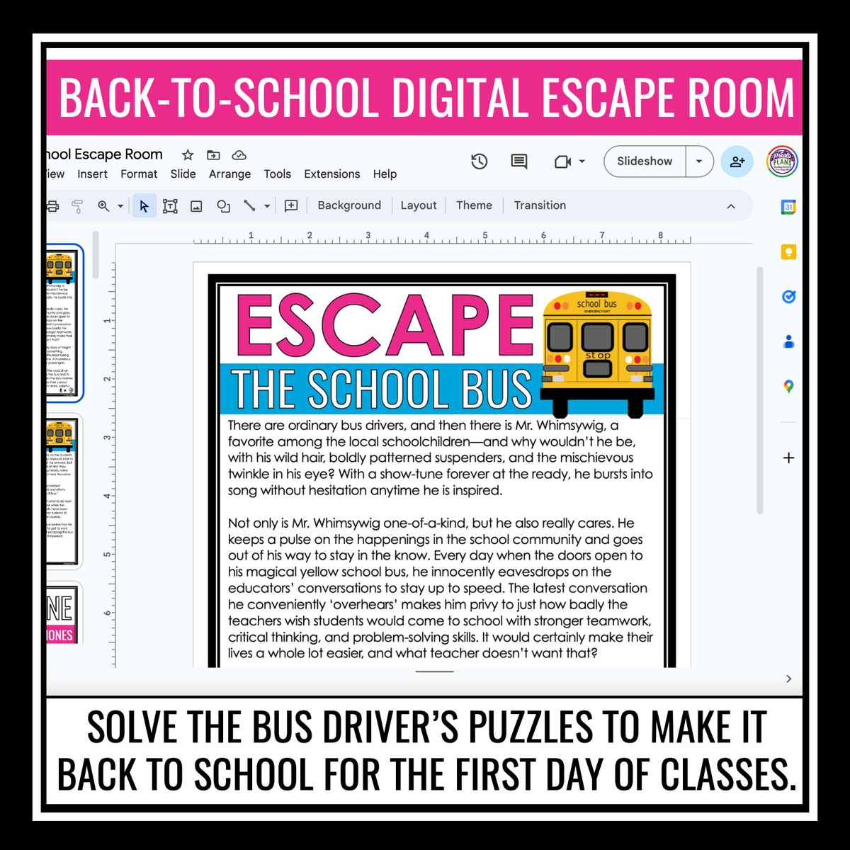 Digital Back to School Escape Room - Escape the School Bus Teambuilder ...