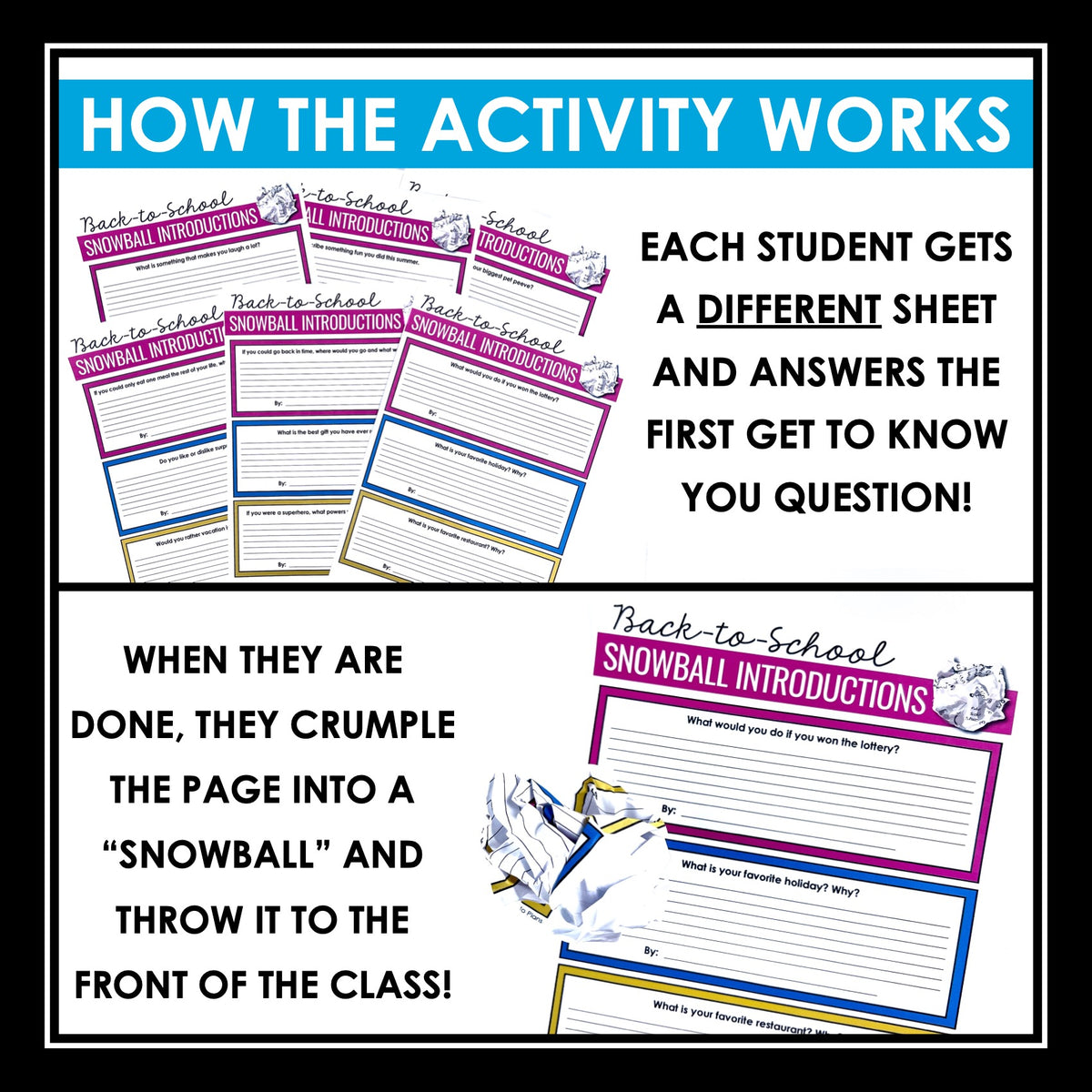 Back to School Activity First Day Icebreaker - Get to Know You Creativ ...