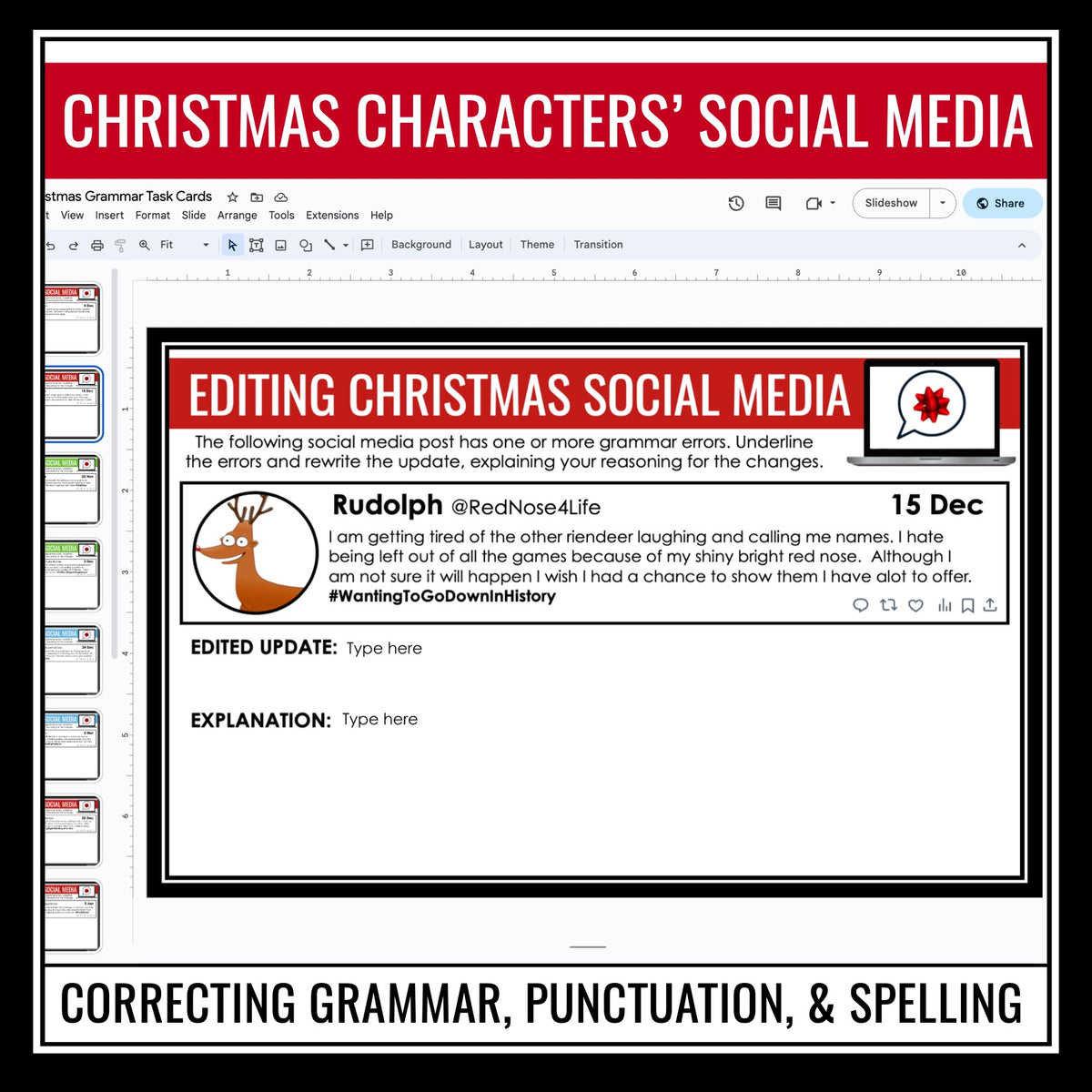 Christmas Grammar Activity - Editing Errors in Holiday Social Media ...