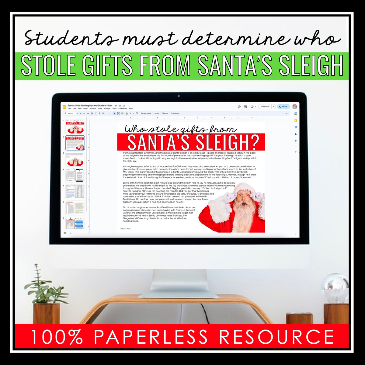 Christmas Close Reading Digital Inference Mystery - Who Stole Santa's ...