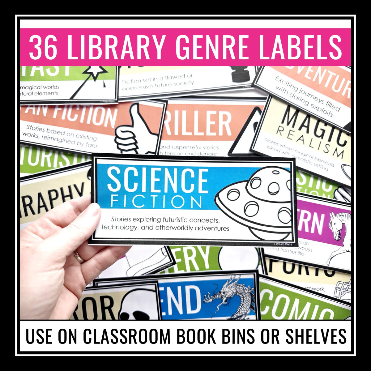 Classroom Library Labels for Novel Genres, Posters, and Book Sign-Out ...