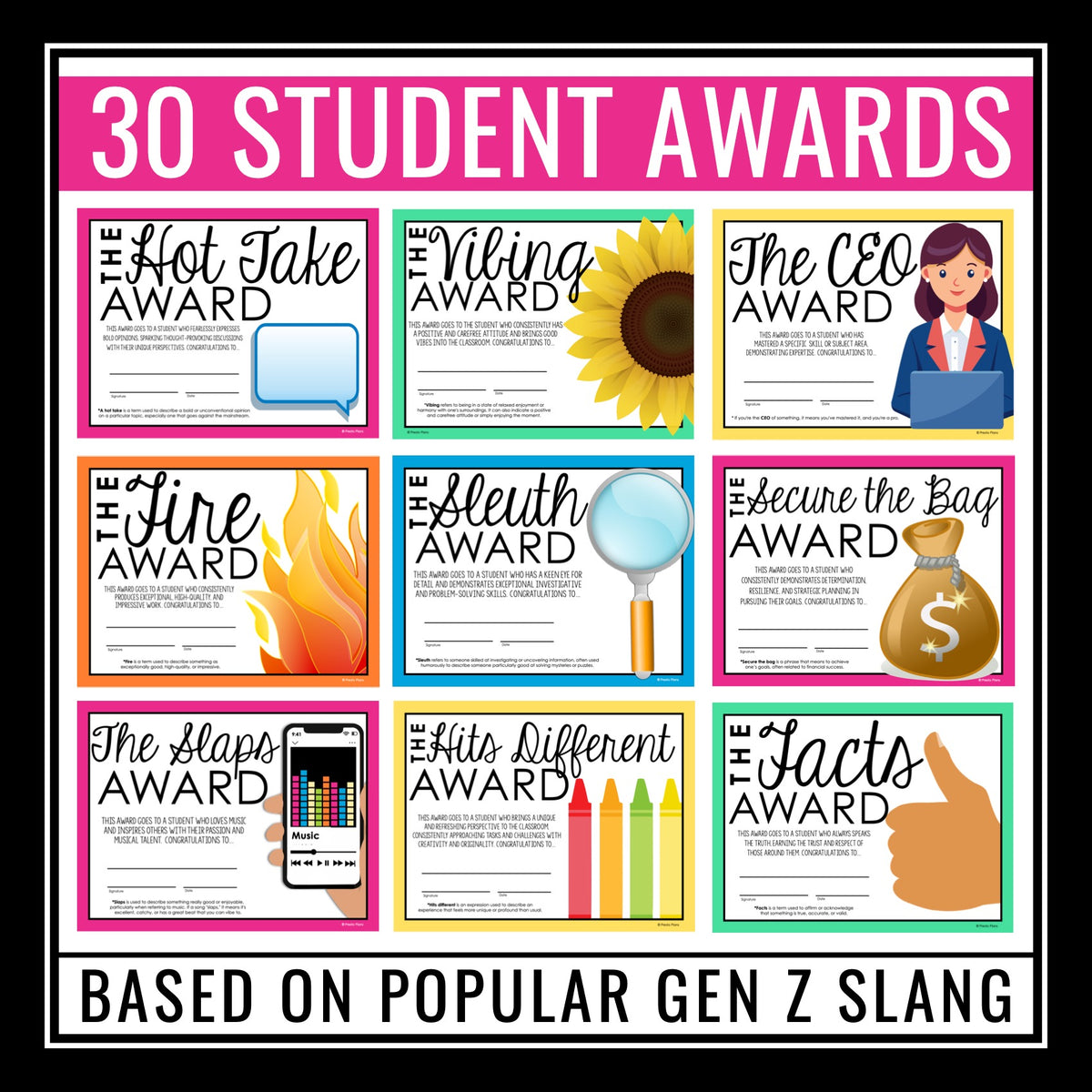 End of the Year Awards - Gen Z Slang Edition Student Awards Certificat ...