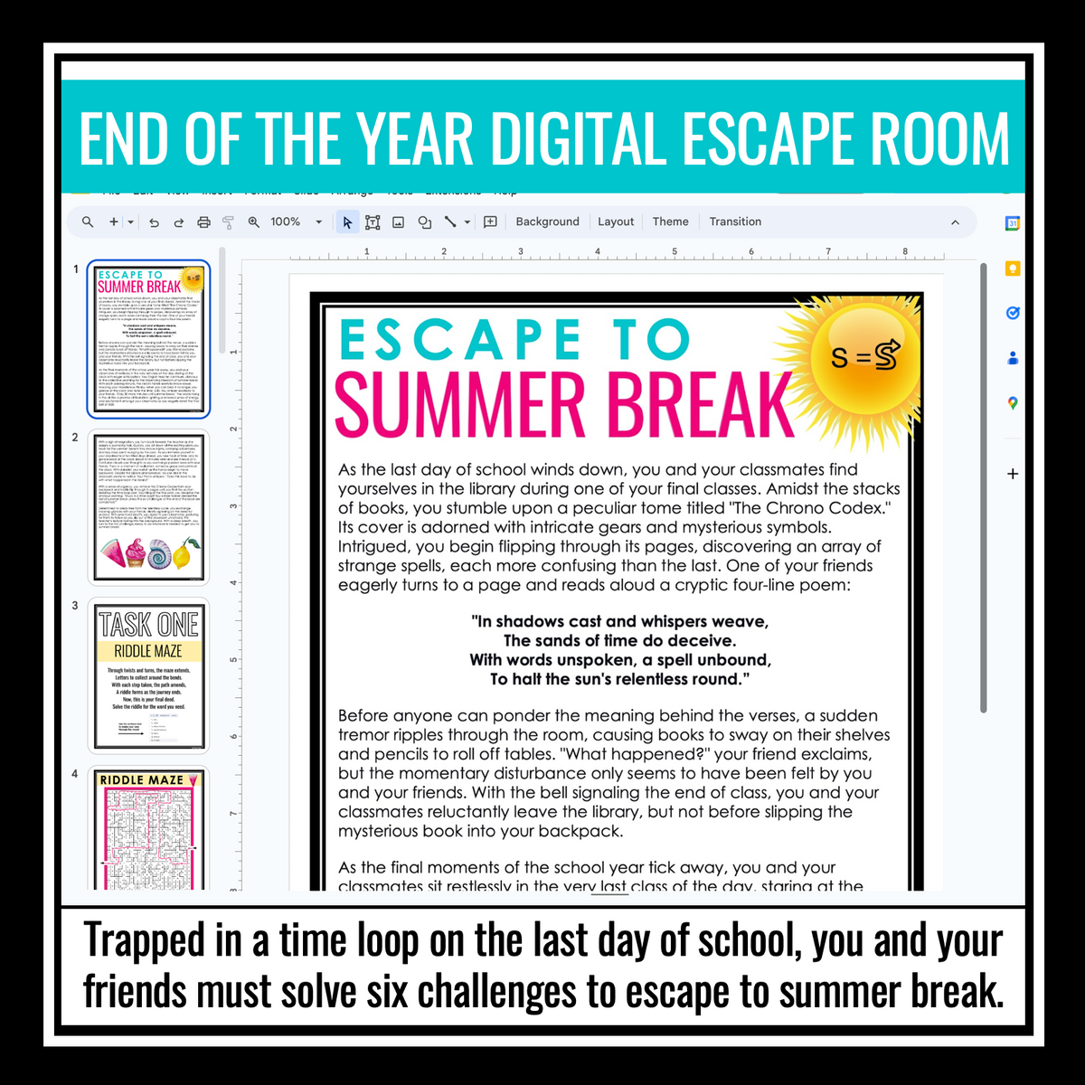 End of the Year Escape Room - Escape to Summer Break Digital Breakout ...