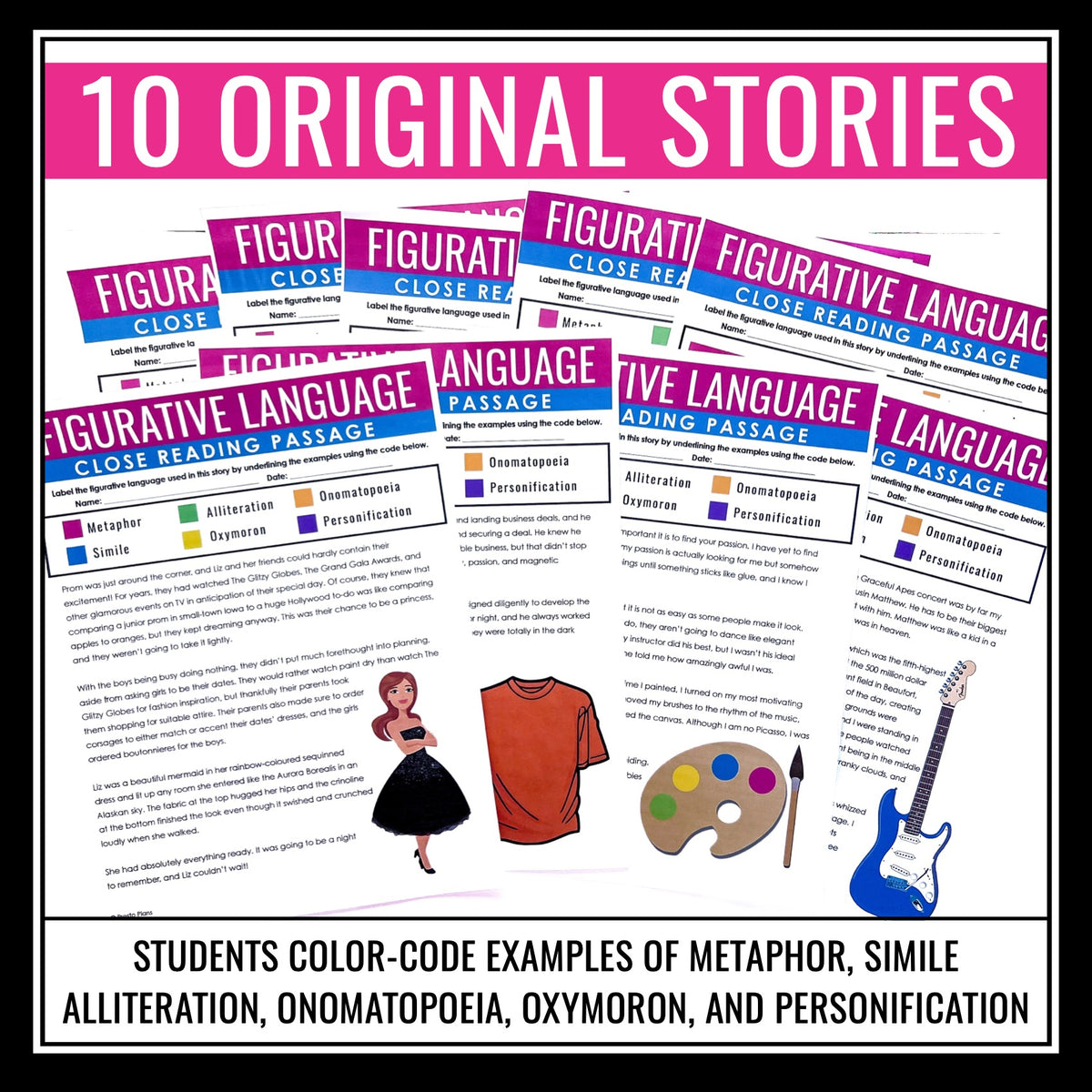 Figurative Language Close Reading Stories Assignments Literary Devices ...
