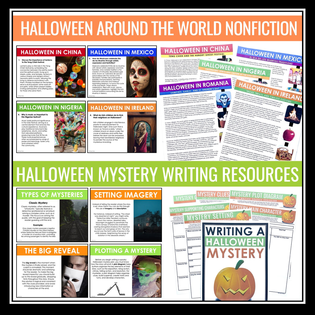 Halloween Reading and Writing Activities and Assignments Creative Bund ...