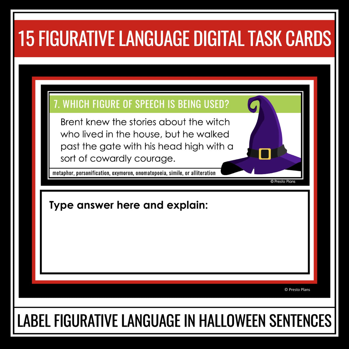 Halloween Figurative Language Activity - Literary Devices Digital Task ...