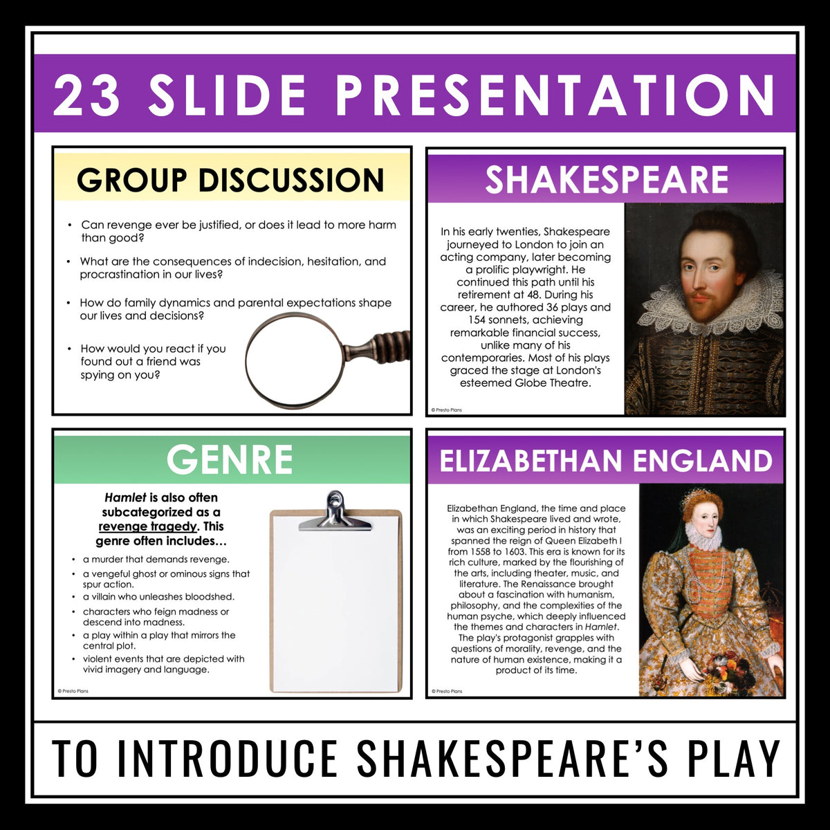Hamlet Introduction Presentation - Discussion, Shakespeare Biography ...