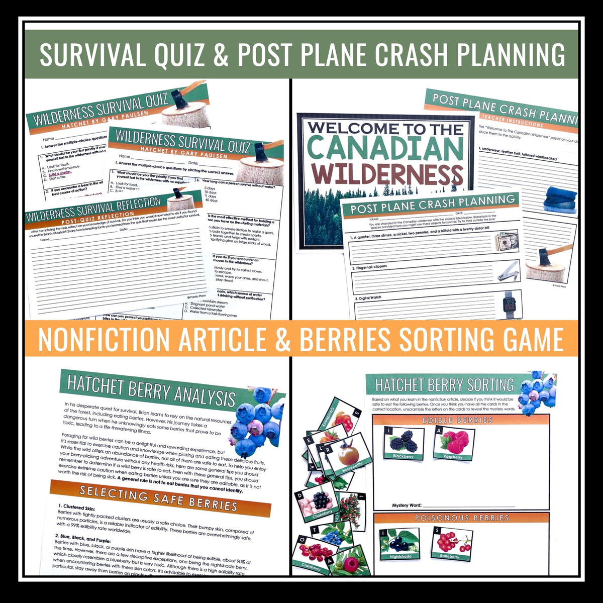 Hatchet Activity Bundle - Creative Novel Activities and Assignments Ga ...