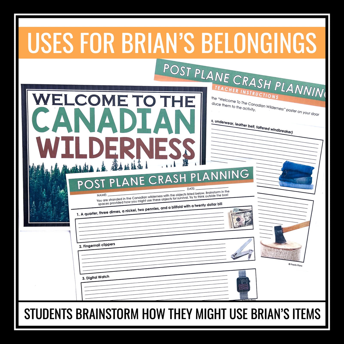 Hatchet Activity - Plane Crash Survival Assignment for Gary Paulsen's ...