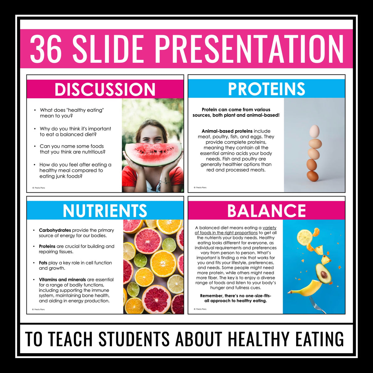 Healthy Eating Lesson - Nutrition Health Presentation & Meal Planning ...