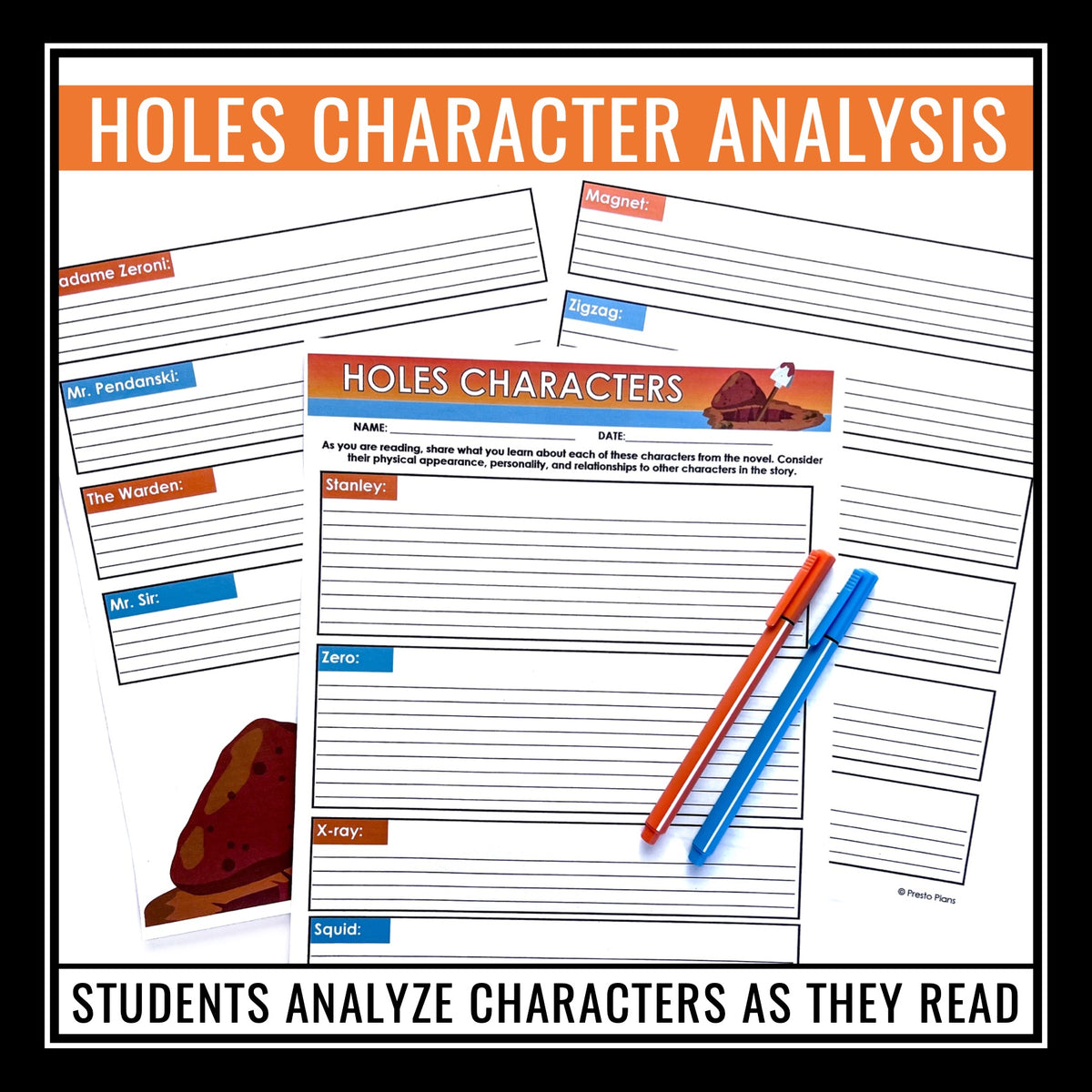 Holes Character Analysis Assignment Graphic Organizer - Louis Sachar ...