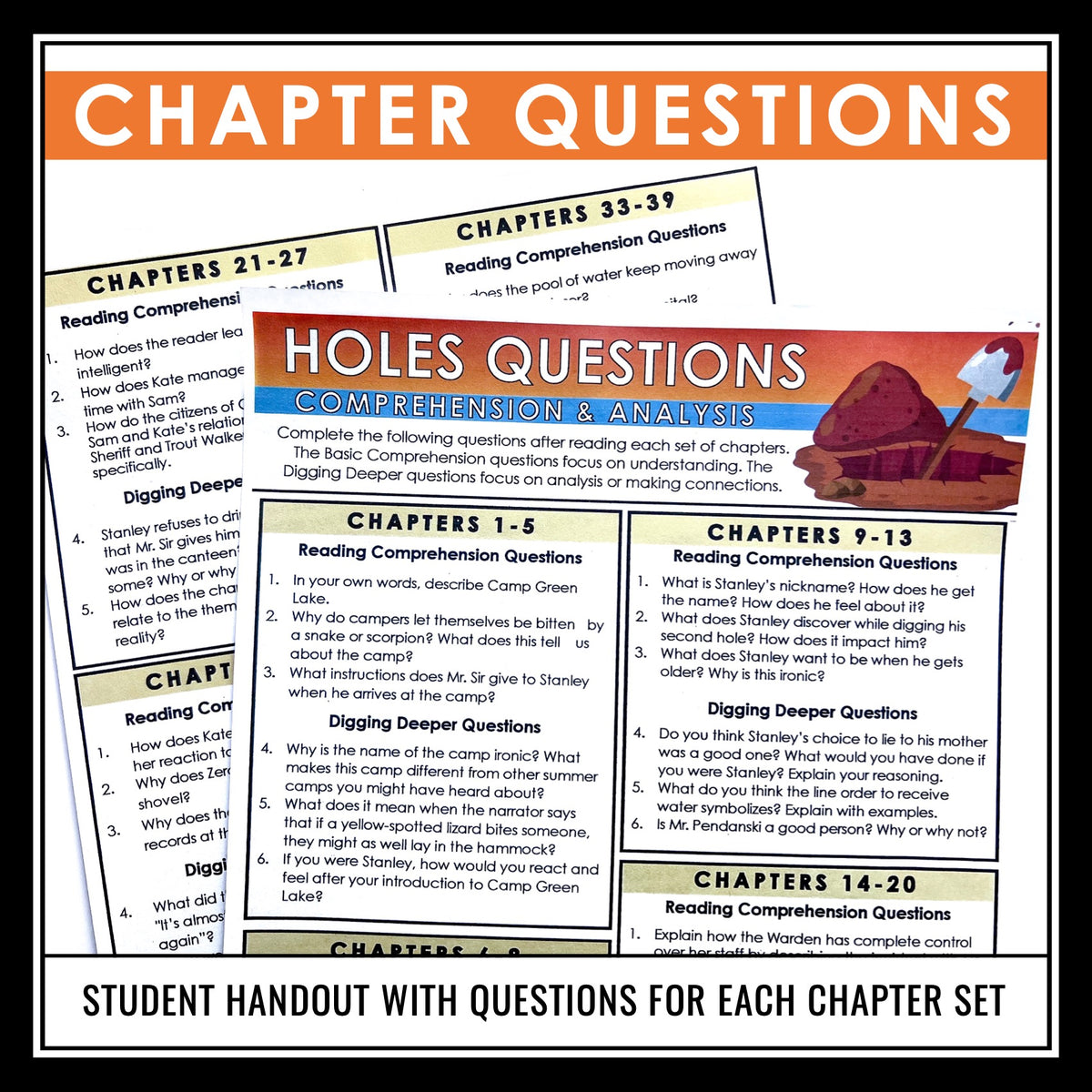 Holes Questions Comprehension & Analysis Chapter Reading Questions Lou ...