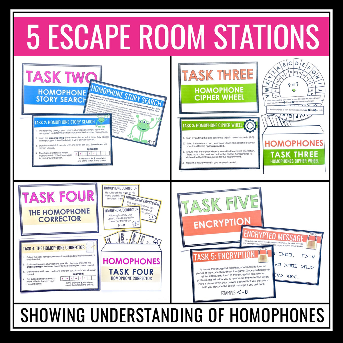Homophones Escape Room Activity - Breakout Stations Grammar Review Gam ...