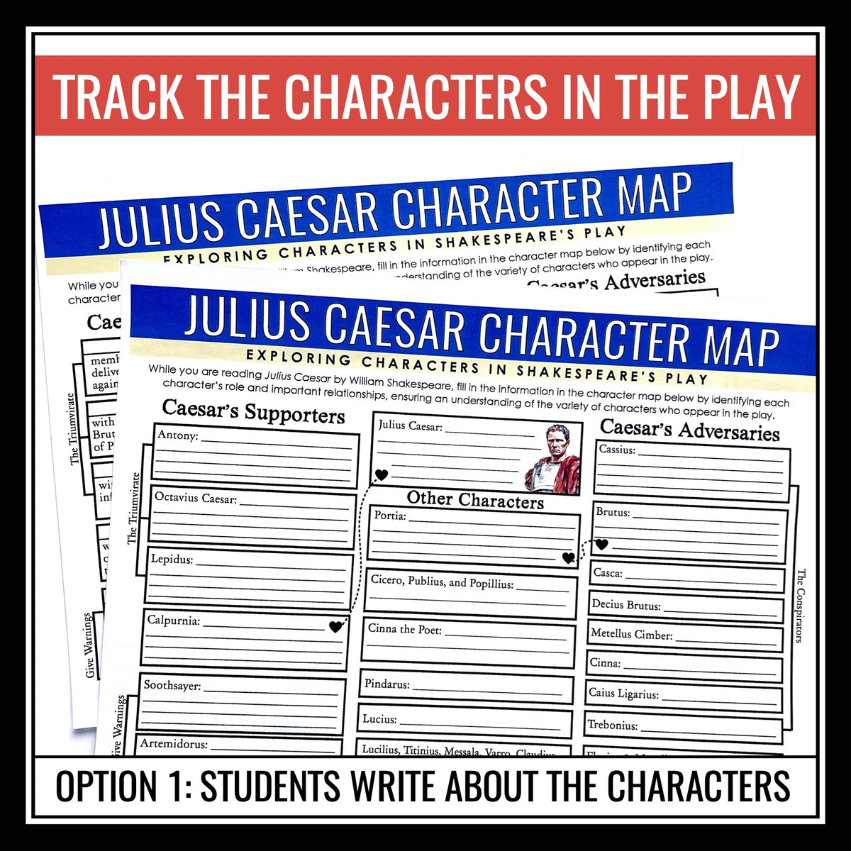 Julius Caesar Character Map - Shakespeare's Play Graphic Organizer Ass ...