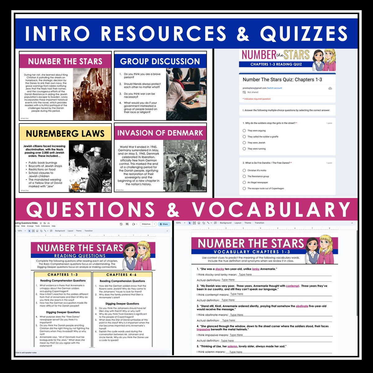 Number the Stars Unit Plan - Lois Lowry Novel Study Reading Unit - Dig ...