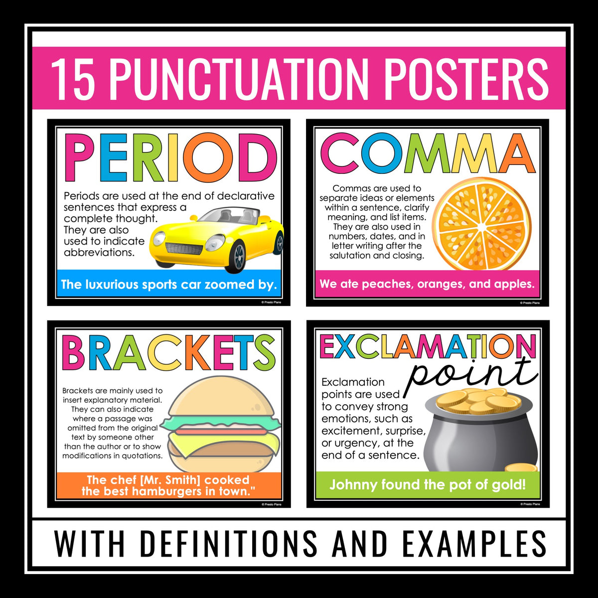 Punctuation Posters - Grammar Bulletin Board Display - ELA Classroom D ...