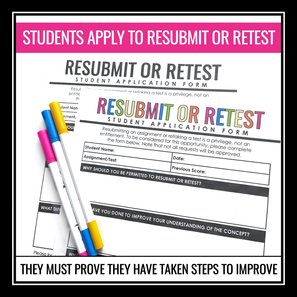 Classroom Management Form - Request to Resubmit an Assignment or Retes ...