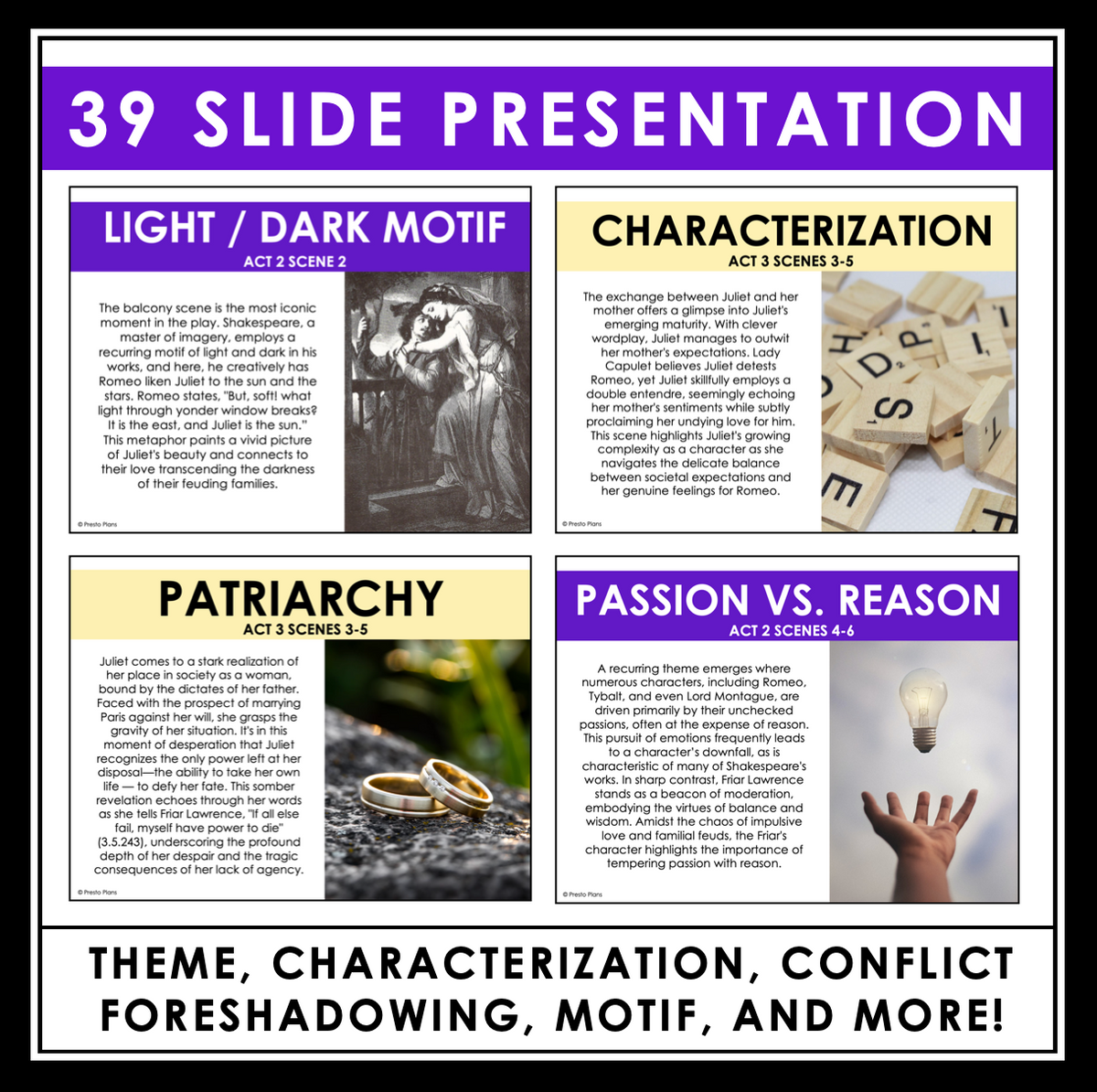 Romeo and Juliet Analysis Notes - Presentation Analyzing Literary Devi ...