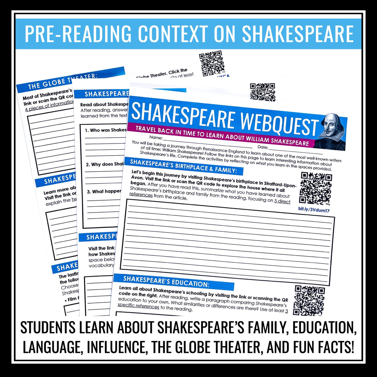 Shakespeare Biography WebQuest Online Activity - Introduction to Shake ...