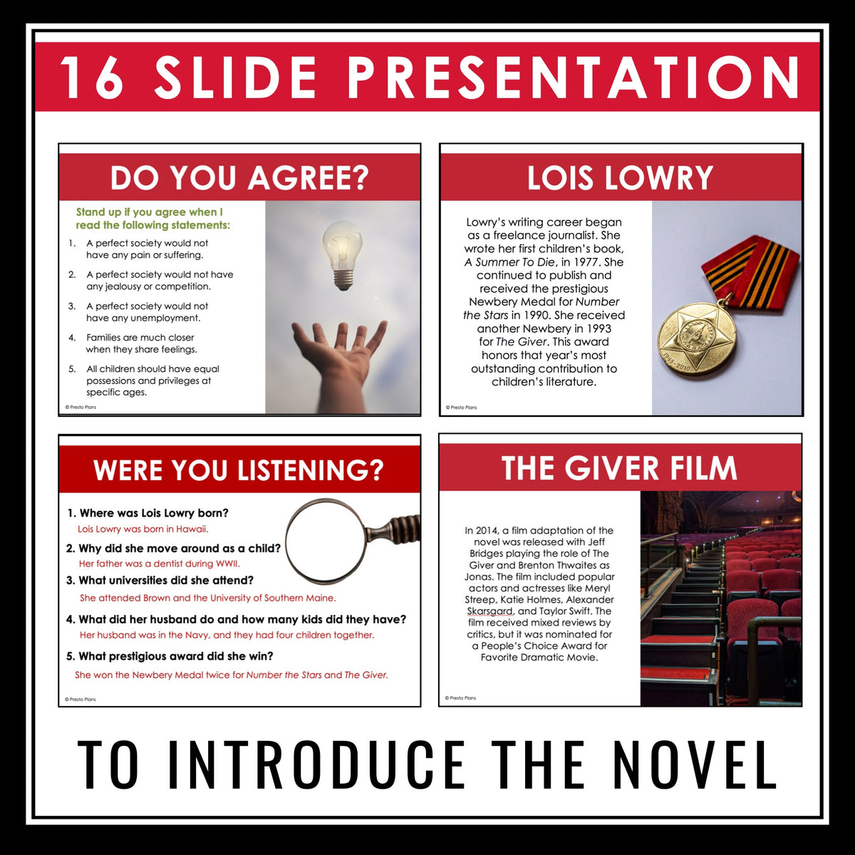 The Giver Introduction Presentation - Discussion, Lois Lowry Biography ...