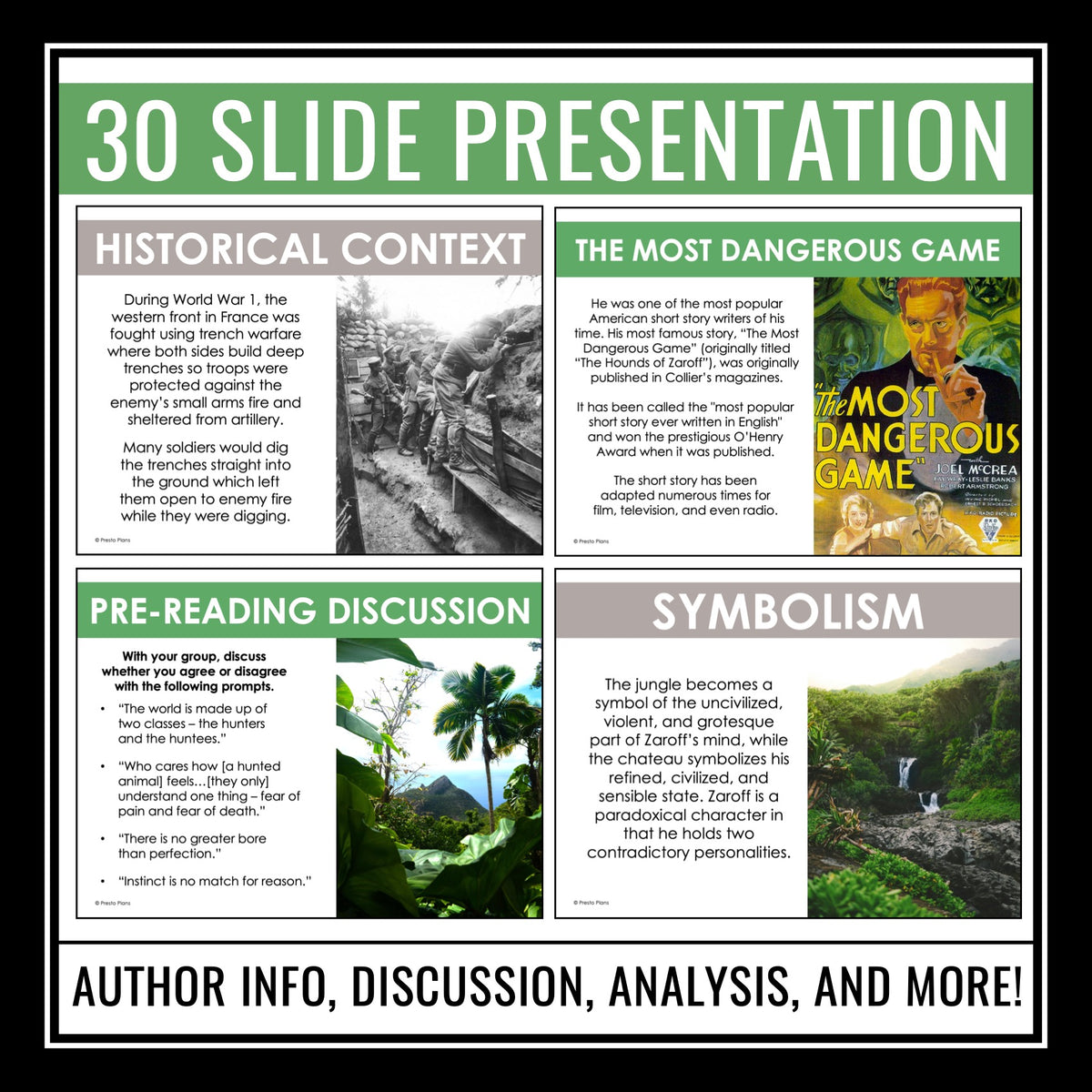 The Most Dangerous Game by Richard Connell Short Story Presentation ...