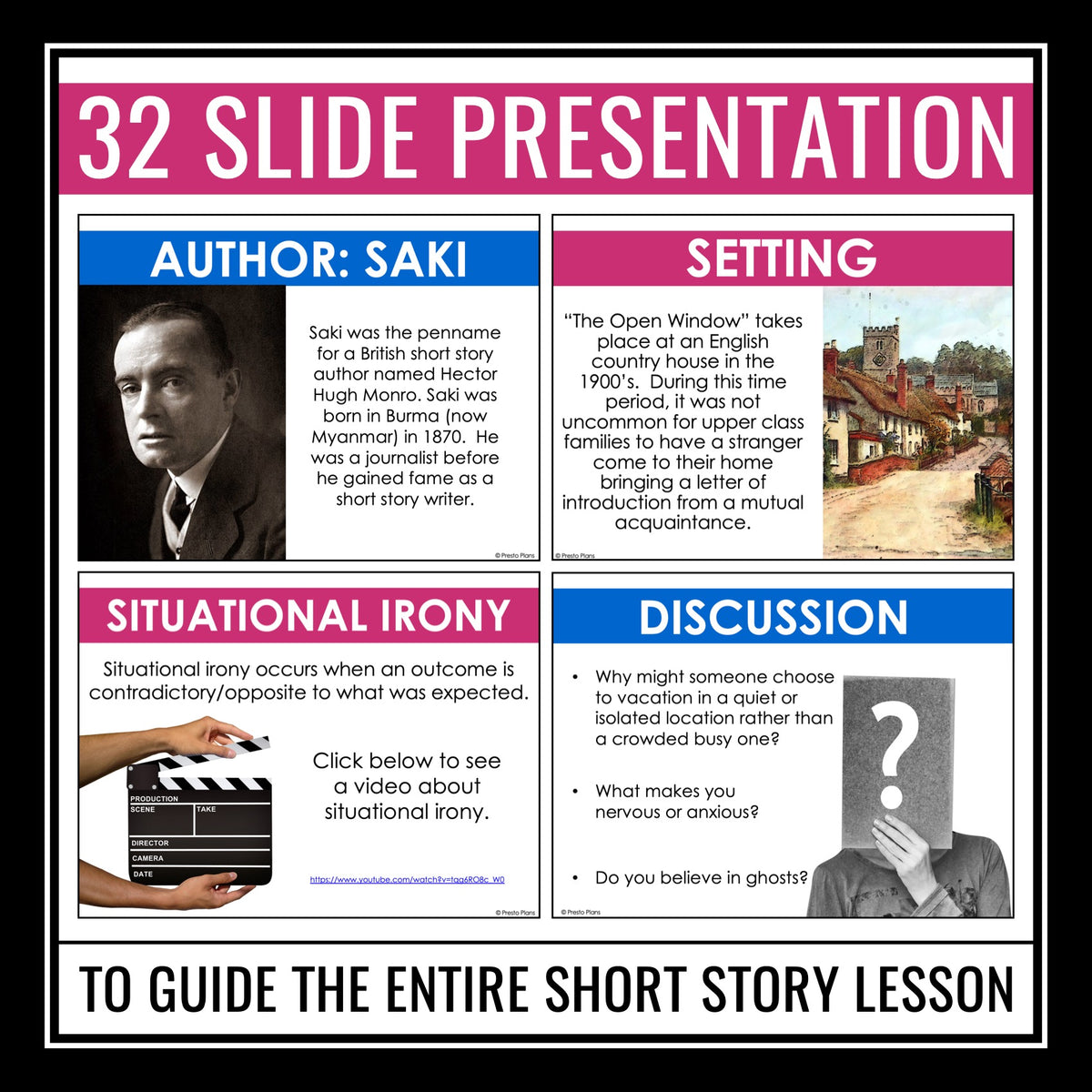 The Open Window by Saki - Short Story Unit Lesson, Assignments, and Ac ...