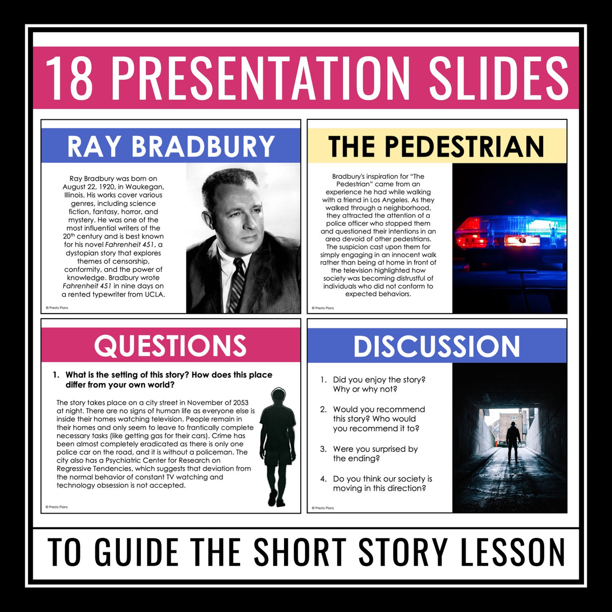 The Pedestrian by Ray Bradbury - Short Story Slides, Assignments, & Ac ...
