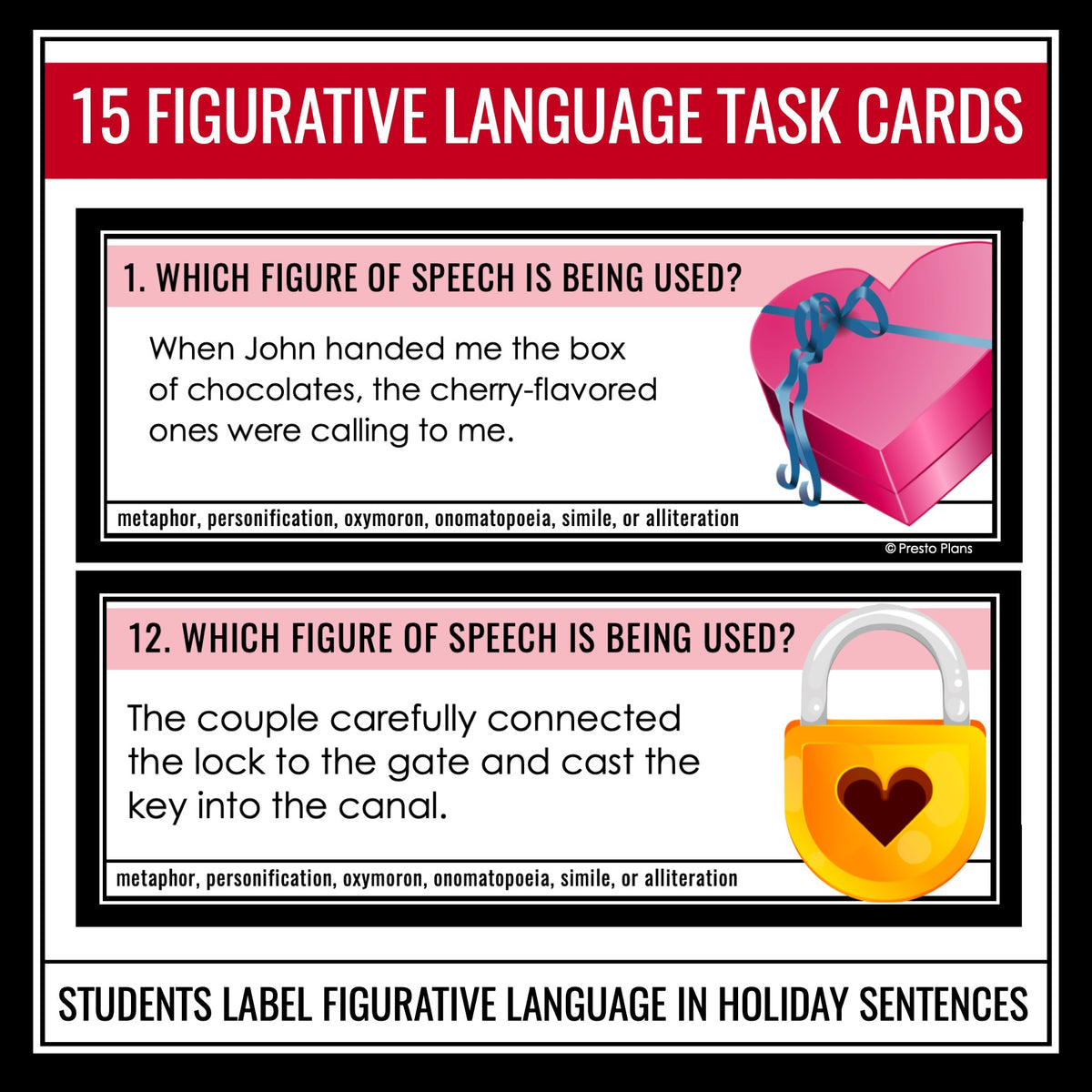 Valentine's Day Figurative Language Activity - Literary Devices Task C ...