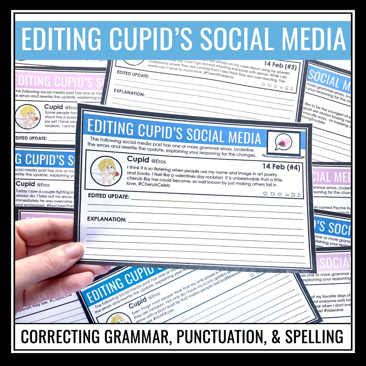 Valentine's Day Grammar Activity - Editing Errors in Cupid's Social Me ...