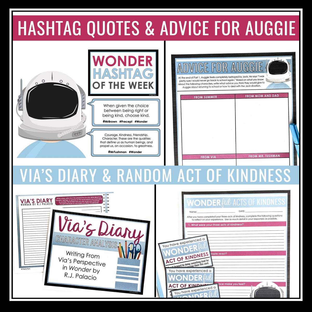 Wonder Activity Bundle - Creative Novel Activities and Assignments R.J ...