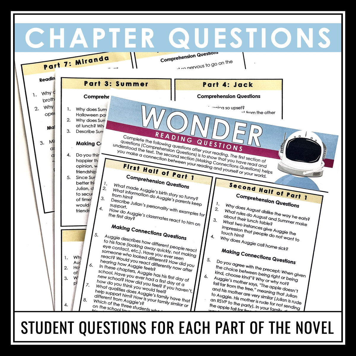 Wonder Questions - Comprehension and Text Connections Reading Chapter ...