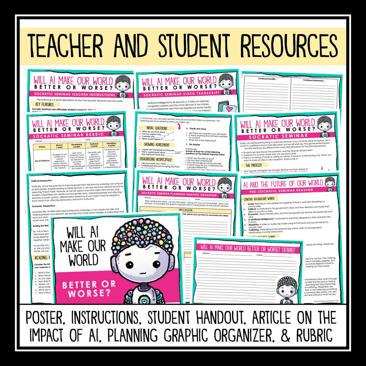 Socratic Seminar - AI Discussion Slides, Graphic Organizers, and Hando ...